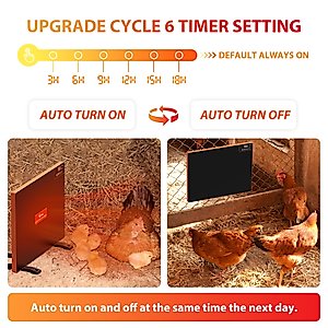 Toozey Chicken Coop Heater, Radiant Heat Chicken Heater with Adjustable Temperature and Cycle Timer, 200 Watts Quick Heater for Chicken Coop with Thermostat, Safer Than Brooder Lamp, 16.9"x13"