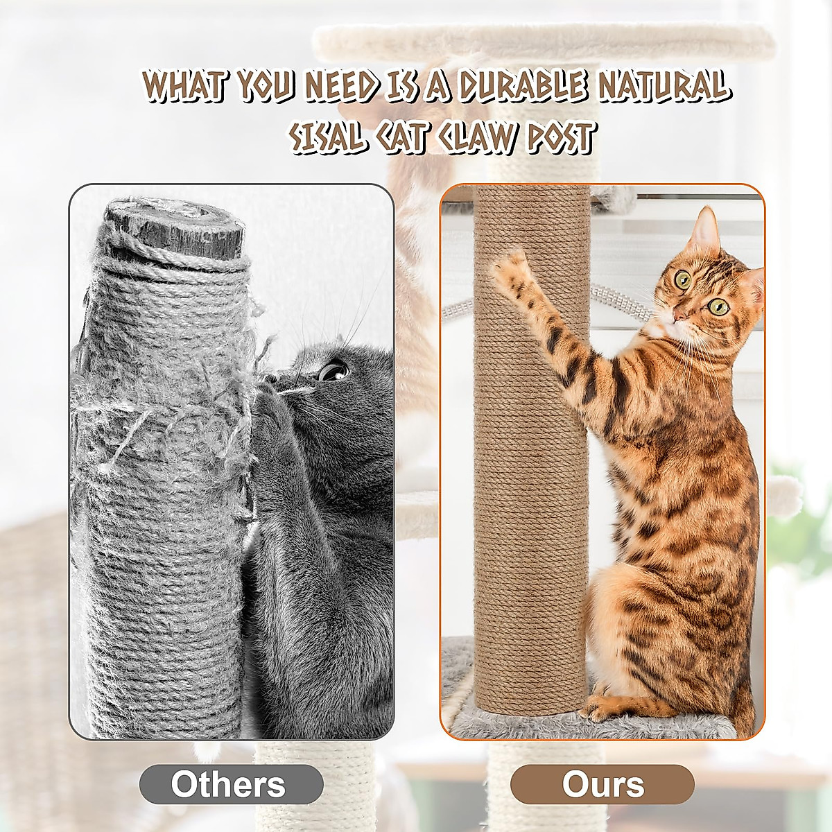 PETUOL 4 PCS M8 Cat Scratching Post Replacement, 15.7 x 3.1 Inches Cat Tree Replacement Post Jute Pole for Indoor Cats with M8 Screws, for Kitten Tree Tower Spare Cat Furniture Accessories
