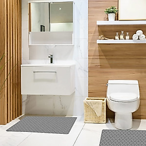 Shape28 Small Area Rug Mat Ultra-Thin Kitchen Rug Entrance Mat with Non Slip Rubber Backing Size 20 inches x 16 inches Color Gray Design 6m