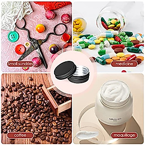 2 oz black tins with lids, Round Aluminum Cans, for Candles,Cosmetic, Lip Balm, 20Pcs.