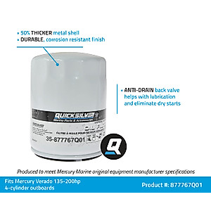 Quicksilver 877767Q01 Oil Filter for Verado in-Line 4-Cylinder 135-200 HP Outboards