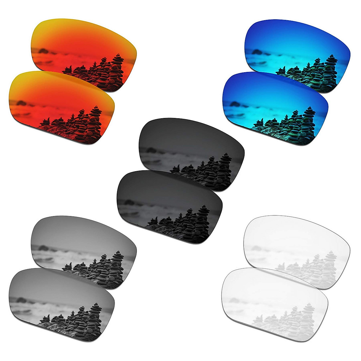 SmartVLT Set of 5 Men's Replacement Lenses for Oakley TwoFace OO9189 Sunglass Combo Pack S01