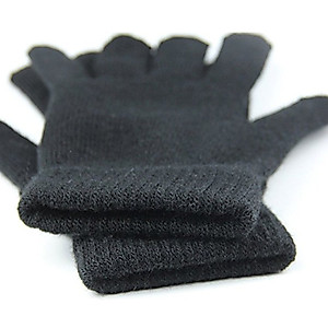 Koimcuiy Women's Gloves Ladies Magic Knit Gloves Solid Colors … (Black, M)