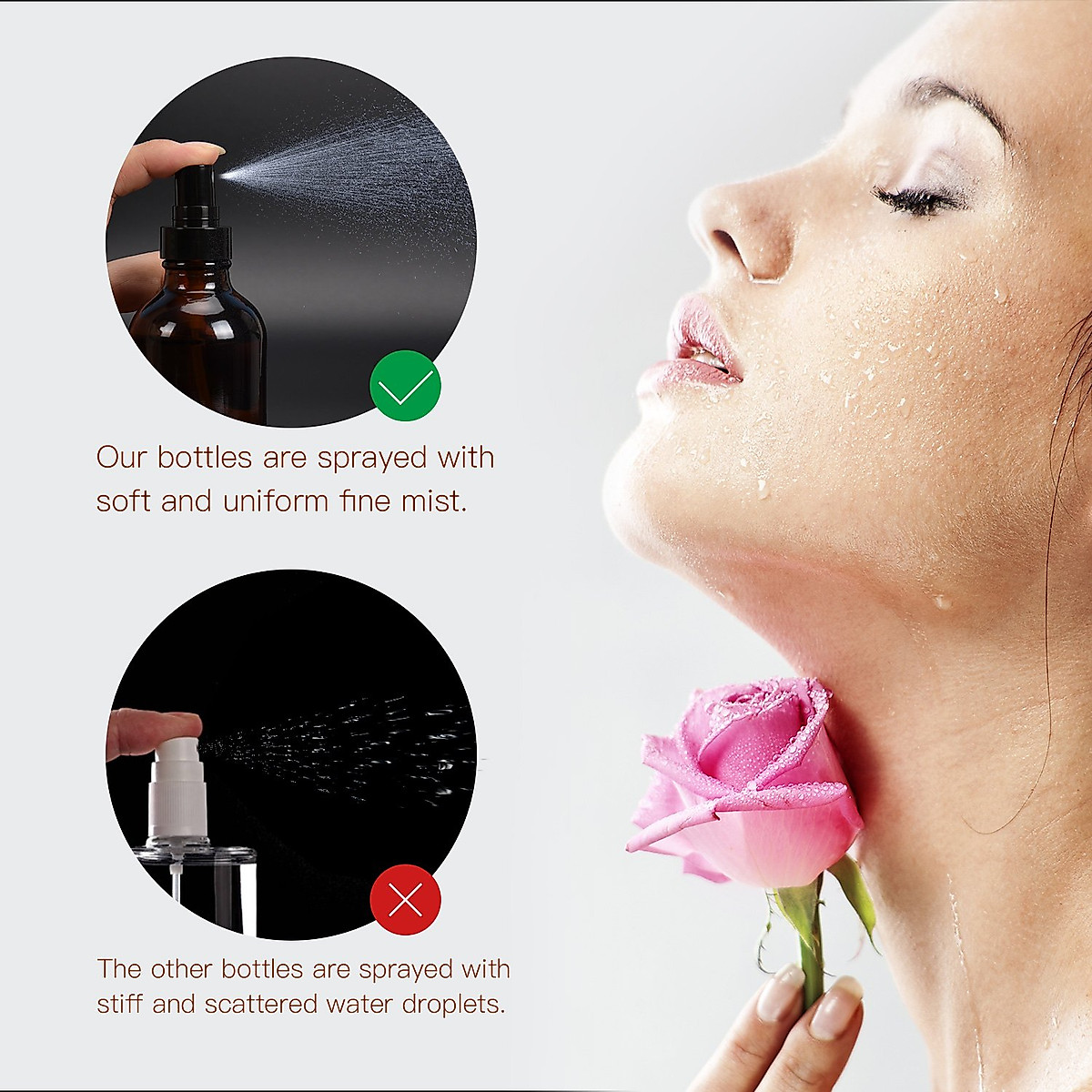 ULG Fine Mist Sprayers 4 oz Amber Boston Bound Glass Bottles 8 Pieces Empty Spray Atomizer Aromatherapy Cosmetic Sprays Including Waterproof DIY Labels