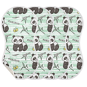 YYZZH Panda Butterfly Green Stripe Muslin Burp Cloths for Baby 4 Pack 100% Cotton Baby Washcloths Bibs for Boy Girl