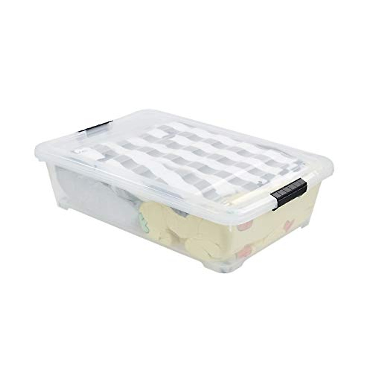 Eagrye 3-Pack Plastic Underbed Storage Bin, Clear Under Bed Storage Box