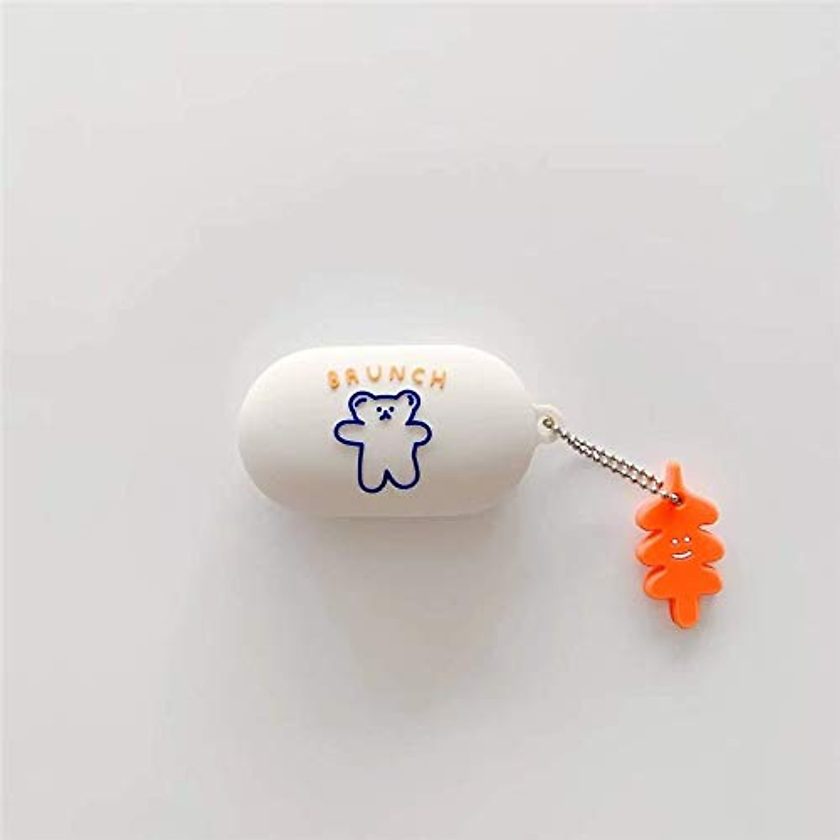 VARWANEO Silicone Case Cover for Galaxy Buds 2019/Galaxy Buds Plus 2020, Full Body Protections with Carabiner/Ring, Anti-Lost & Shockproof Soft Skin for Samsung Galaxy Buds/Buds Plus (White Brunch)