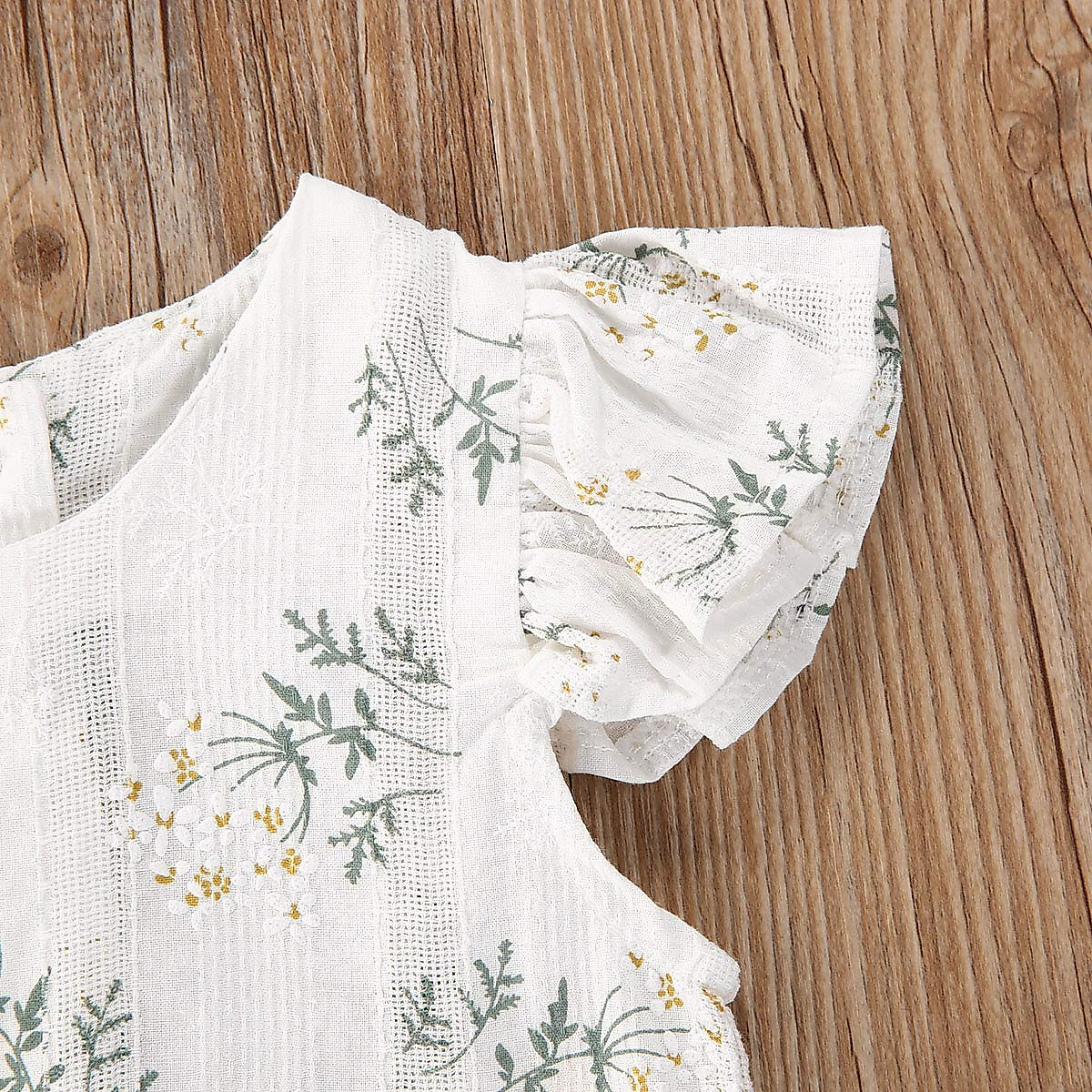 Newborn Baby Girl Romper Floral Ruffle Sleeveless Jumpsuit Cotton Bodysuit with Headband Summer Clothes Outfit (A-White, 0-6m)