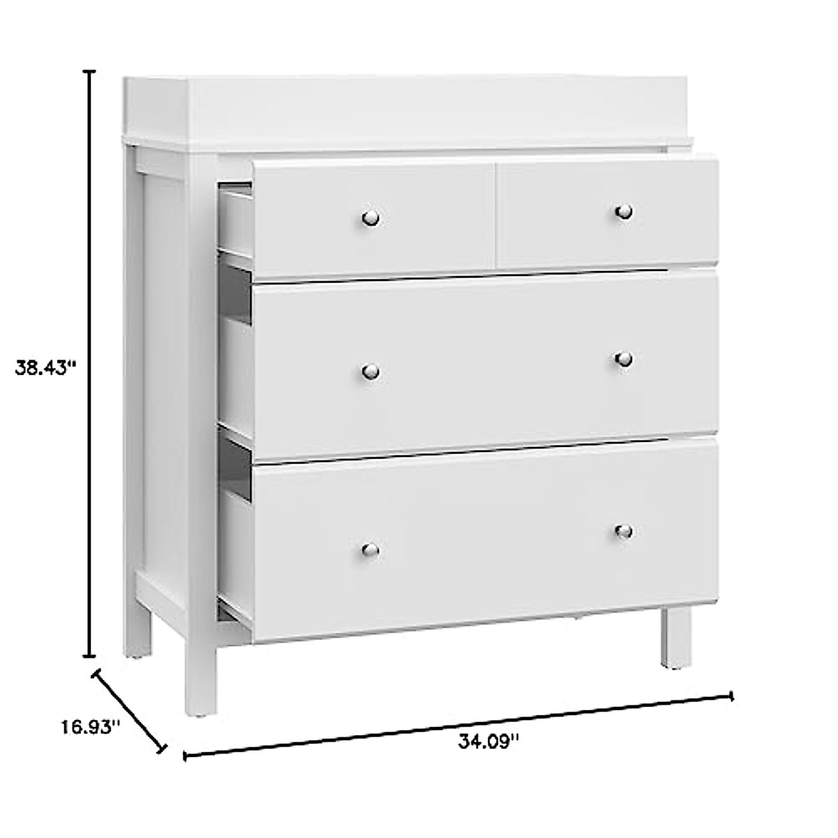 Stork Craft Carmel Chest with Changing, 3 Drawer with Topper, White