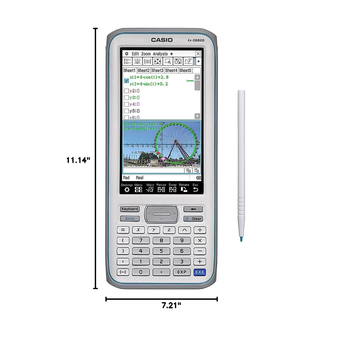 Casio Touchscreen with Stylus Graphing Calculator, 4.8 (fx-CG500)