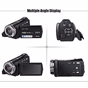 Andoer Video Camera V12 1080P Full HD 16X Digital Zoom Recording Portable Camcorder with 3.0 Inch Rotatable LCD Screen Max. 20 Mega Pixels Support Night Vision Face Detection Face Beautification