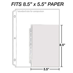 Samsill Mini Sheet Protectors 50 Pack, 5.5 x 8.5 Inch Page Protectors for Mini 3 Ring Binder, Heavy Duty, Clear Protector Sheets, 7 Hole, Top Loading, Acid Free