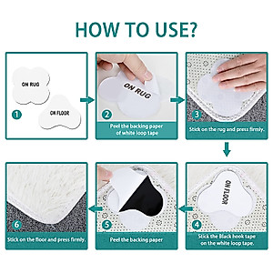 Large Size Grippers, Non Slip Washable Rug Tape Grip Carpet Corner, Hook and Loop Pads Non Curl Reusable Stoppers Keep Your Area Rug Flat on Hardwood Floors and Tiles (16)