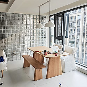 SUSUO Retangle Dining Table, 70.9" L x 31.5" W Mid-Century Modern Double Pedestal Table Leisure Coffee Table Rectangular for Dining Room Kitchen, Farmhouse Solid Wood Furniture