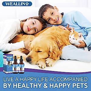 WEALLIN Hemp Oil for Dogs and Cats, Rich in Omega 3, 6, 9 and Organic Extract Helps Pets with Anxiety, Pain, Skin and Coat Health, Stress, Hip and Joint Support