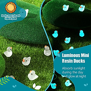 Tarpop 150 Pcs Luminous Tiny Ducks Mini Resin Ducks Miniature Duck Figures Micro Dollhouse Duck Accessories Landscape Gardening Decoration Ornaments (White)