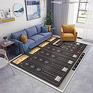 Vector Portable Recording Studio Template with Icons Area Rugs Floor Mat Non Slip Throw Rugs Soft Door Mat Nursery Carpet for Living Room Home Indoor Outdoor Runner Rugs Yoga Mat