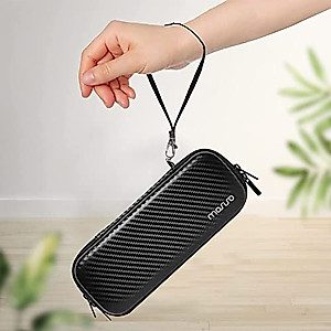 MOSISO Pen Pencil Case with Handle & Snap Hook, Large Capacity Double Layer Durable Portable EVA Hard Case Storage Bag Protective Organizer Pencil Sleeve for School Office College Supplies, Black