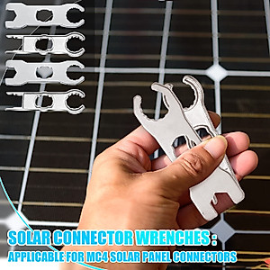 Landhoow 6 Pcs Solar Panel Connector Tool Solar Metal Spanner Wrench Solar PV Disconnect Removal Tools Crimping Tool for Solar Panel Cable PV System Wire and Connectors, Assembly and Disassembly Kit