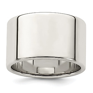Diamond2Deal Sterling Silver 12mm Lightweight Flat Band Ring for Women Size 7.5