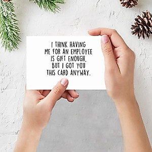 OJsensai Naughty Boss Day Card For Your Boss, Funny Boss Day Gifts For Him Her, Having Me For An Employee Is Gift Enough, Birthday Card For Manager