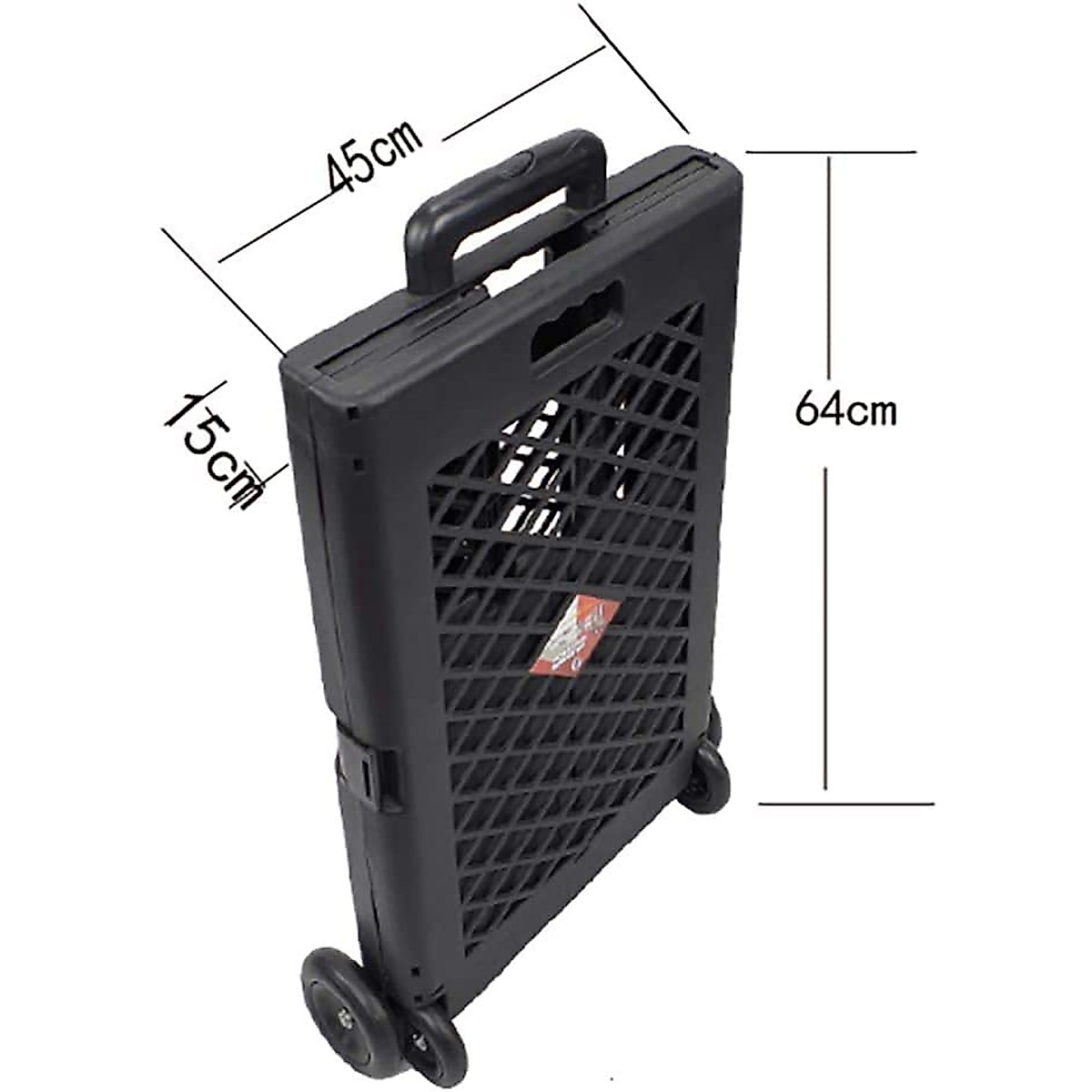 RAZZUM Large Hand Trucks,Plastic Folding Supermarket Shopping Cart Portable Trolley Car Luggage Push Storage Box Storage Box Trolleys/Orange