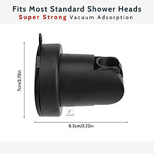 Shower Head Holder Removable Wall Mount Holder with Vacuum Suction Cup Height Adjustable Shower Wand Holder & Wall Mount ABS Plastic Suction Holder for Bathroom