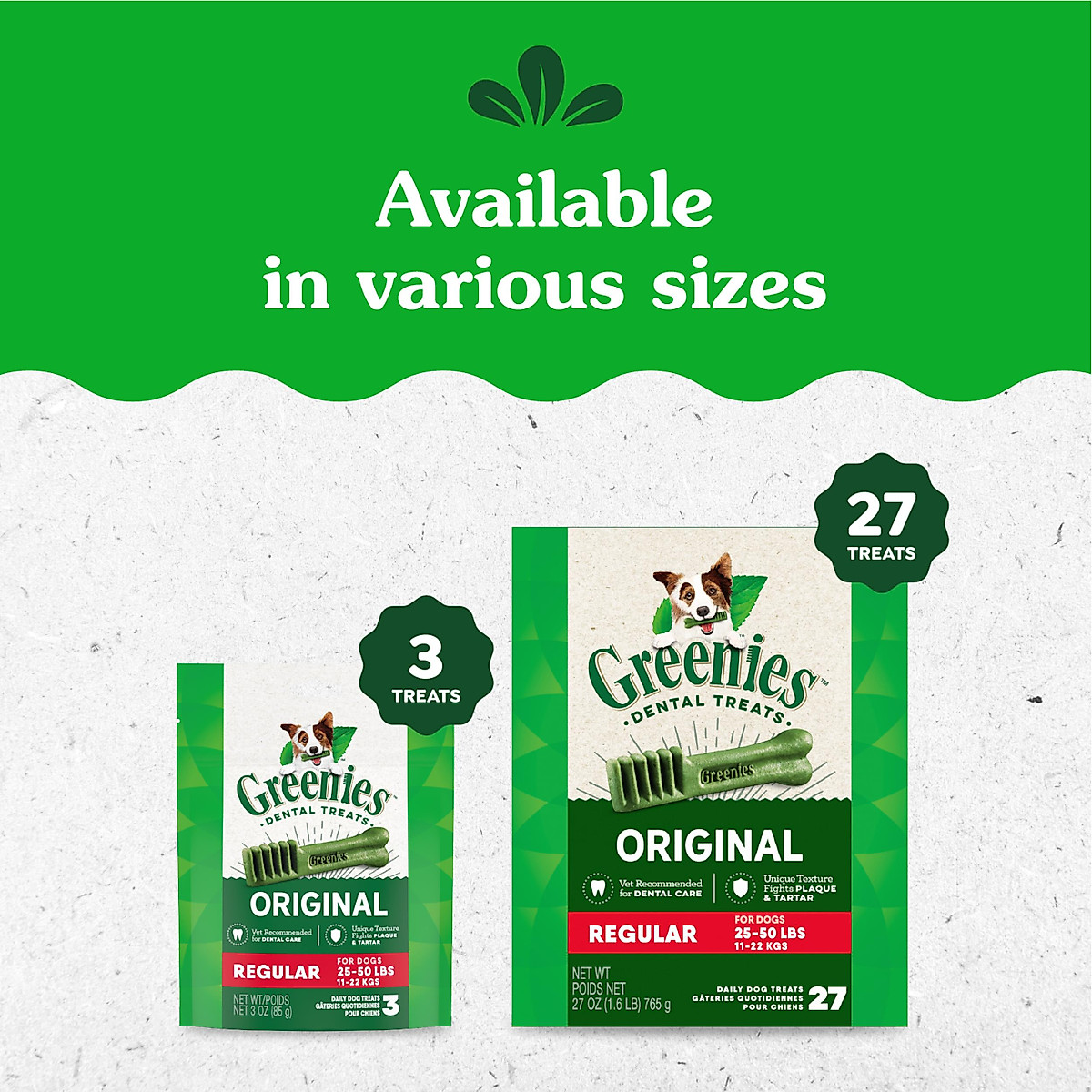 GREENIES Original Regular Natural Dog Dental Care Chews Oral Health Dog Treats, 36 oz. Pack (36 Treats)
