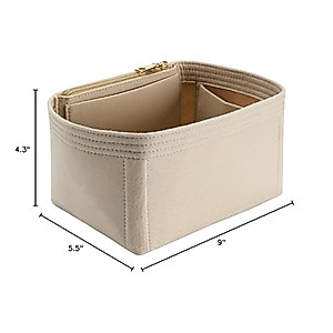 OAikor Purse Organizer Insert for Handbag Felt,Bag Shaper Insert Fit H Piction18, 6 Pockets (Beige, Small)