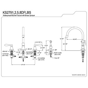 Kingston Brass KS2791DFLBS NuFrench Deck Mount Kitchen Faucet with Brass Sprayer, 8-Inch, Polished Chrome