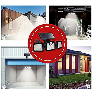 2 Pack Detachable Solar Security Lights, 3 Head Motion Sensor Lights With Remote Control 108 LED Rotatable Flood Lights IP65 Waterproof Outdoor Spotlights for Porch Garden Patio Yard Garage Pathway