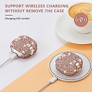 Valkit Luxury Glossy Case Compatible with Samsung Galaxy Buds 2 Case (2021) / Galaxy Buds Pro Case (2021) / Galaxy Buds Live Case (2020) Bling Sparkle - Full Body Protection Glitter Women Girls,Golden