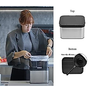 Compost Bin for Kitchen, Countertop Compost Bin, Body Stainless Steel with Lid, 1.13 Gallon with Inner Bucket Compact and Easy Clean (Black Silver)