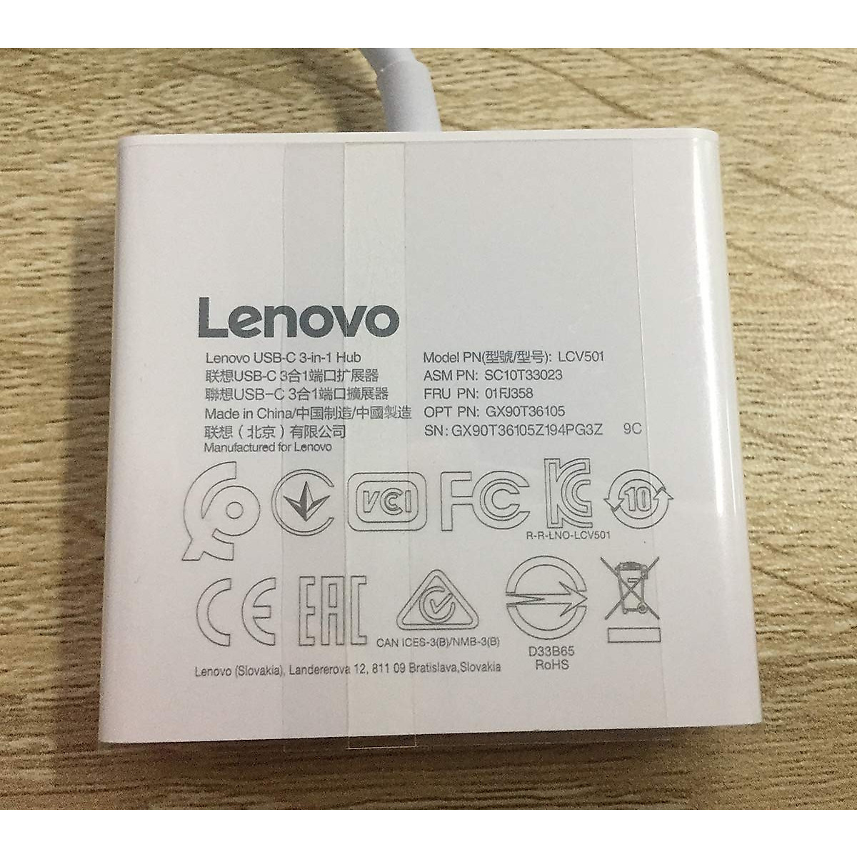 USB-C 3-in-1 Travel Hub, 4K HDMI, VGA, USB 3.0, Plug and Play, Only 0.08 lbs, GX90T33021, White