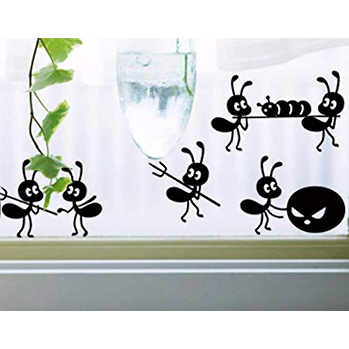 Adam Victor Cartoon Ants on The Wall Removable Creative 3D Fun Wall Decals Kids Room Wall Decorations Art Décor Stickers Nursery Décor 3D DIY PVC Art Decal Bathroom Sticker