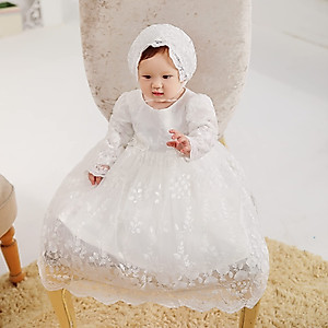 DPKM Baby Girl Baptism Dress 3PCS Infant Embroidered Christening Formal Gowns Outfit for Party Wedding