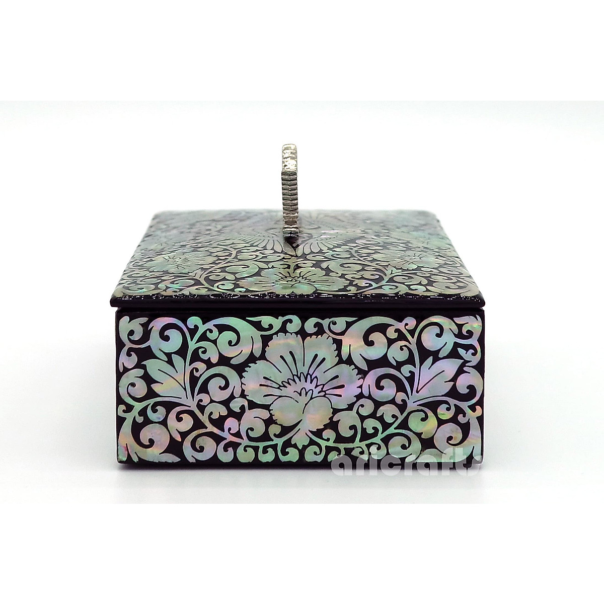 Mother of Pearl Nacre Lacquer Inlay Wooden Business Card Case, Business card Box, Desk Office Organizer, ID Box, Multi Box, Trinket Case