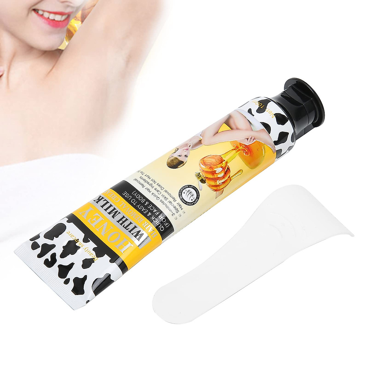 Honey Milk Mild Hair Removal Cream, Mild Depilatory Cream for Underarm/Thigh/Arm/Leg Hair Removal (100ml)