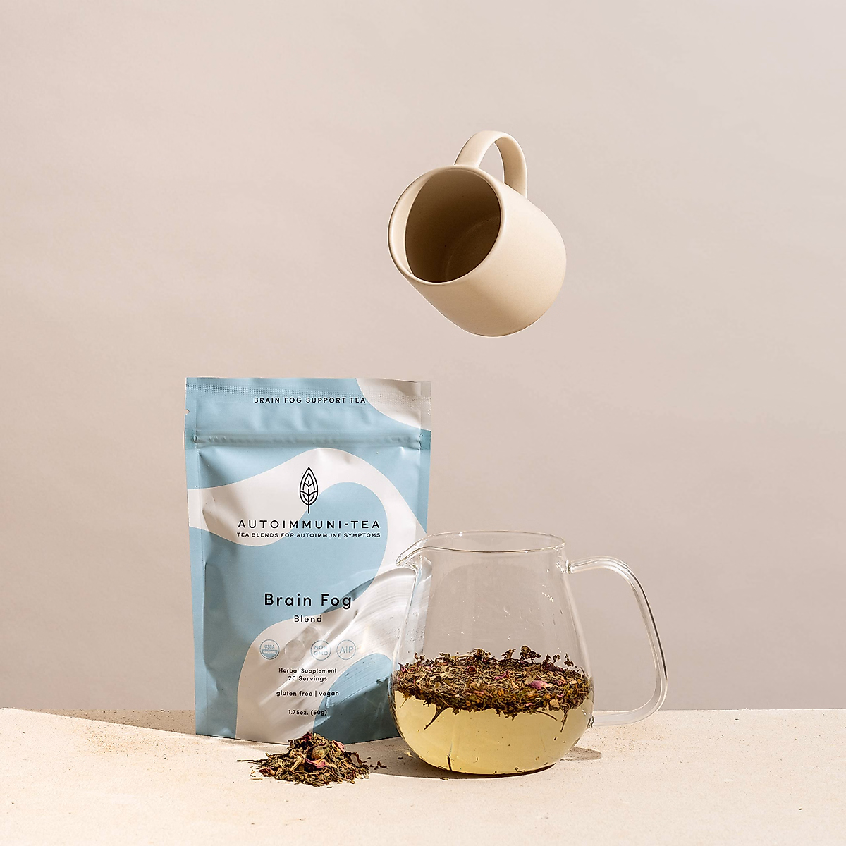 Brain Fog Tea for Herbal Focus & Memory, AIP Autoimmune Protocol Diet Compliant Foods, Whole 30, Paleo Friendly - Nootropics Support Herbs Gingko Biloba, Peppermint, Gotu Kola