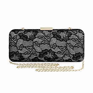 Mulian LilY M308 Women's Elegant Floral Lace Clutch Formal Evening Prom Handbag Purse Silver