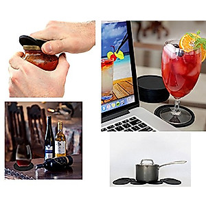 UTRO Silicone Drink Coasters Set of 8 - Non-Slip Round Soft Coaster Rubber Cup Pad Mat - Tabletop Protection – Easy to Clean - Black