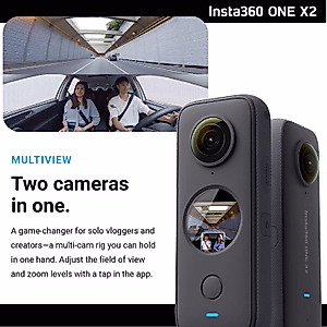 Insta360 ONE X2 360 Camera with Touchscreen - 5.7K30 360 Video, Front Steady Cam Mode, 18MP 360 Photo + InstaPano | Bundle Includes 128GB Memory Card (2 Items)