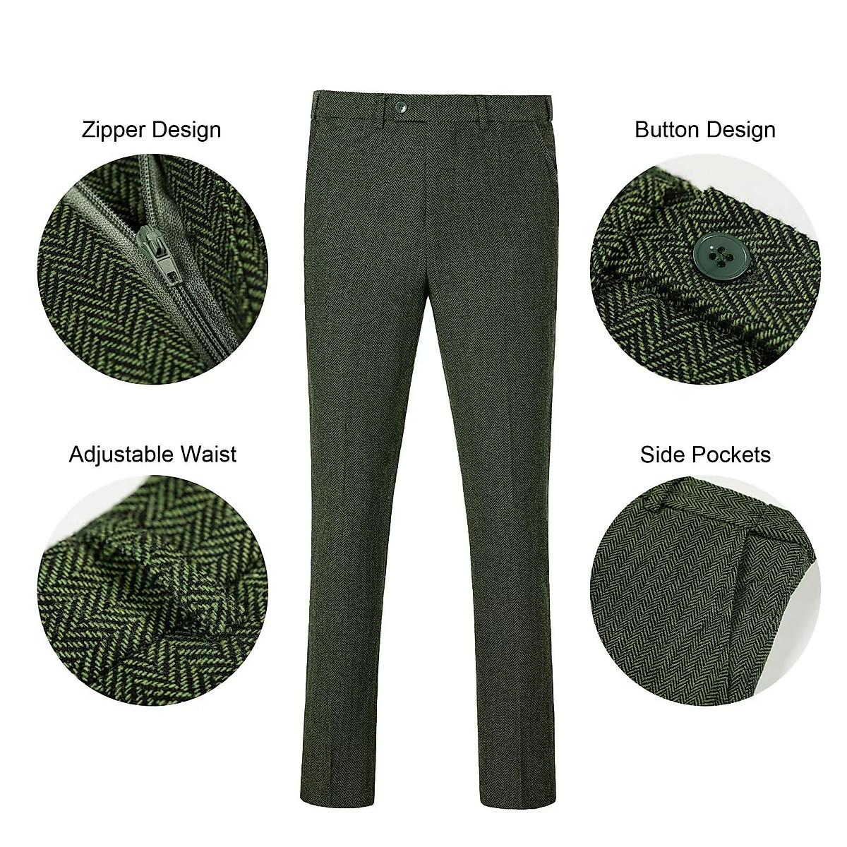 Retro 3 Piece Brown Grey Tweed Herringbone Men's Suits Slim Fit Groom Tuxedos Prom Blazer Custom Jacket