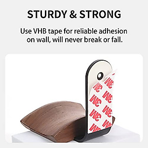 Mt.Jun Wood Headphone Wall Mount Holder, with VHB Adhesive Tape and Screw, Holds 10 lbs (Black & Walnut)