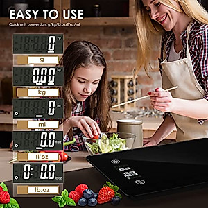 LAVANAVO Digital Food Kitchen Scale, 22lb Weight Multifunction Scale Measures in Grams and Ounces for Cooking Baking, 1g/0.1oz Precise Graduation, Stainless Steel and Tempered Glass…