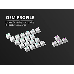 Ranked Rubber Keycap Set | Double Shot Translucent | OEM Profile for Mechanical Gaming Keyboard (White, 23 Keys)