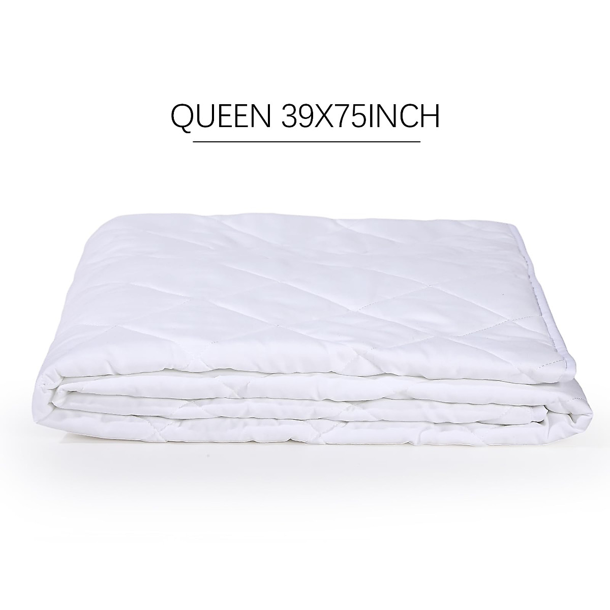 Newwiee 2 Pcs Queen Size Mattress Protector with Elastic Straps Slightly Waterproof Quilted Mattress Cover Pad Microfiber Mattress Topper Noiseless Fitted Mattress Bed Protector (75 x 39)