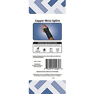 Amazon Brand - Solimo Copper Wrist Splint, Right Hand, One Size, Black
