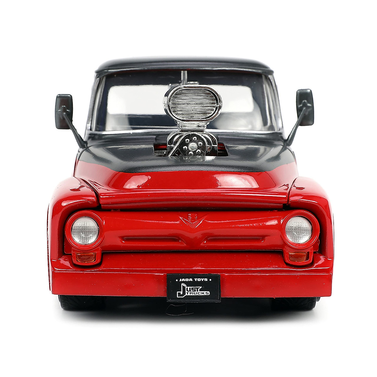 Jada Toys Just Trucks 1:24 1956 Ford F-100 Pickup Truck Red/Dark Gray with Tire Rack