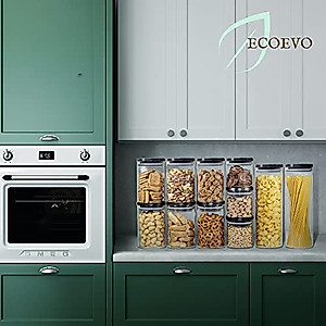 EcoEvo Glass Jars with Black lids, Glass Food Storage Containers with Stackable Lids, Glass Food Jars and Canisters Sets, Glass Pantry Jars with Airtight Lids, Glass Storage Jars (6 Pack of 26oz